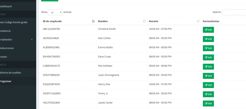 sistema de control de asistencia de personal en php y mysql y nomina - Compra Código Fuente de ...