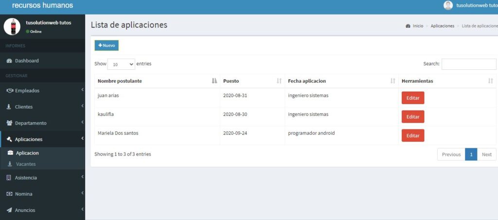 software de recursos humanos php mysql - Compra Código Fuente de ...