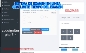 sistema de examen en linea codeigniter con php y mysql - ventas programacion